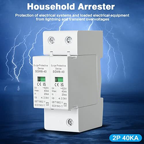 TKSE Whole House Surge Protector Voltage Surge Arrester Device 2P 40KA ...