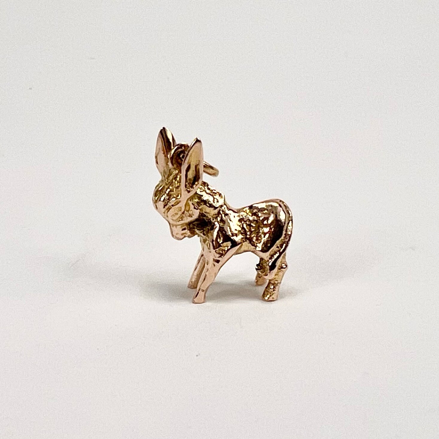 10k Yellow Gold Solid Donkey Burro Charm Pendant - Gem