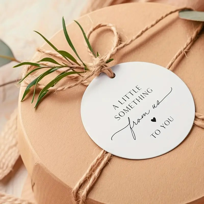 Gift Tag A Little Something circle Wedding Party Present Kraft White XL ...