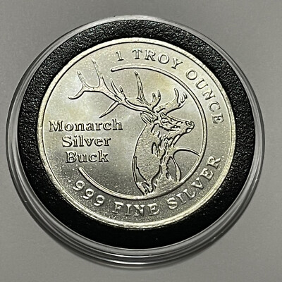 Monarch Silver Buck Collector Coin 1 Troy Oz .999 Fine Silver Medal ...