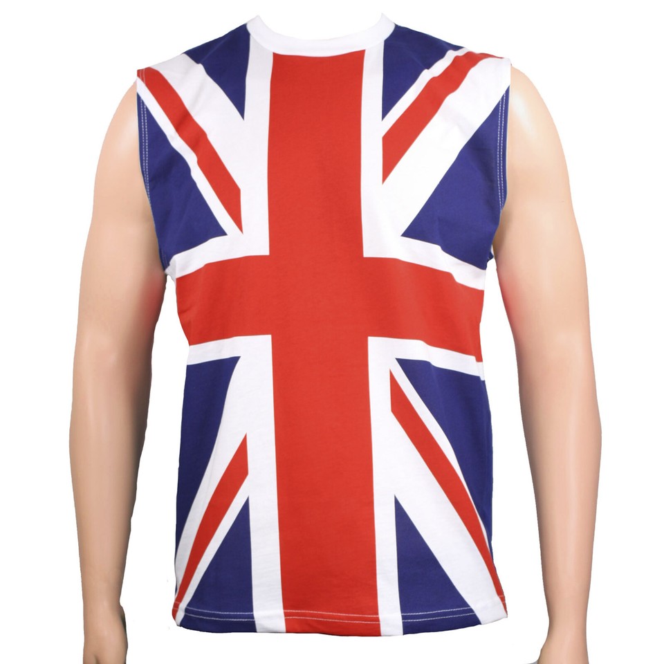 Adult 80's Union Jack DEF LEPPARD UK Flag Sleeveless Heavy Metal Shirt ...
