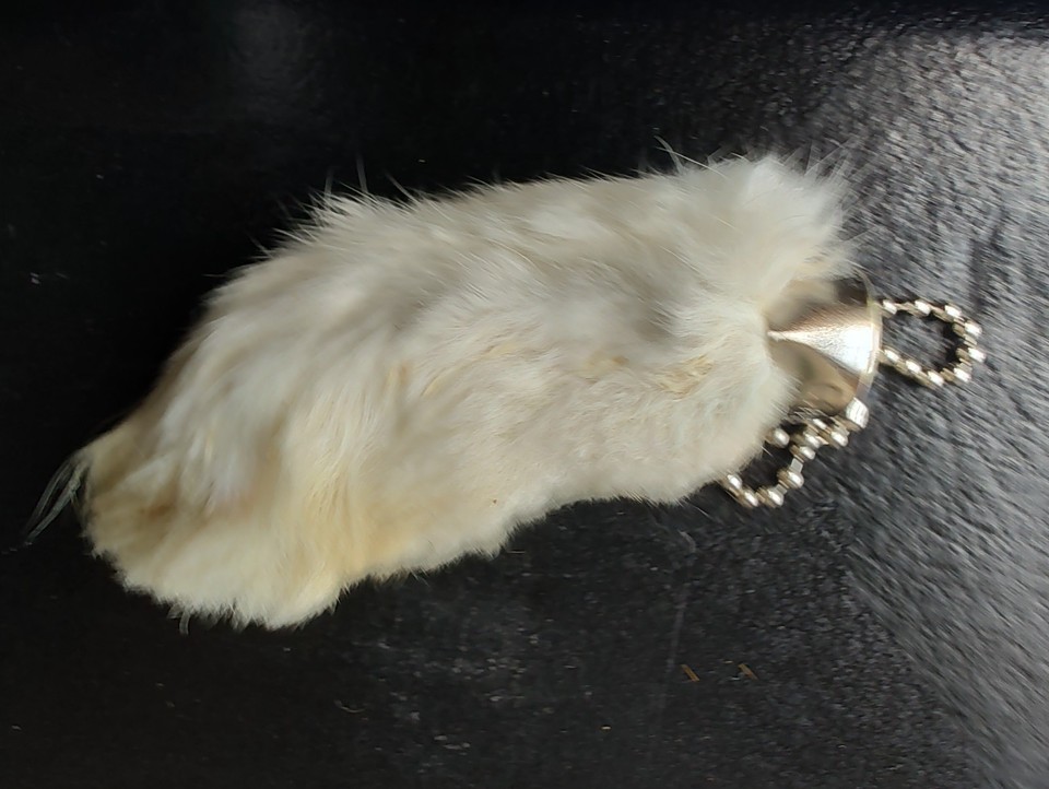 Real Natural Lucky Rabbit Foot Keychain with nails white mixed color ...