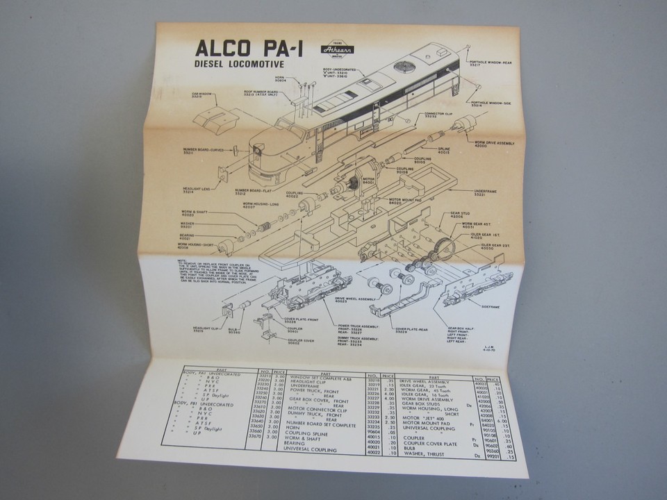 ATHEARN HO No. 3325 SANTA FE ALCO PA1 DIESEL DUMMY UNIT-NICE! $10 SHIP ...