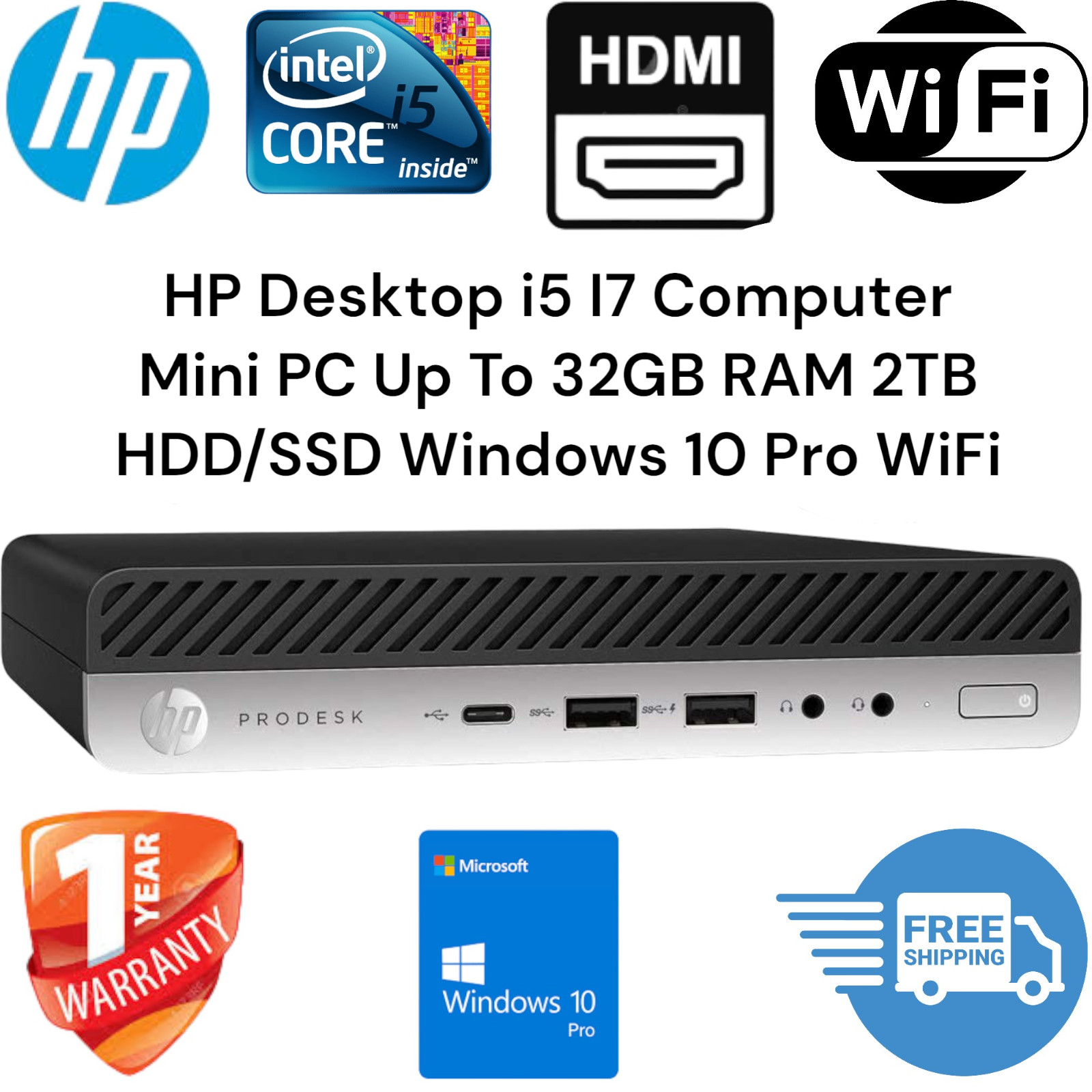 HP Desktop i5 OR I7 Computer Mini PC Up To 32GB RAM 2TB SSD Windows 10 ...