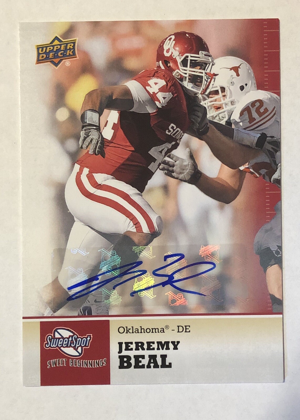 Jeremy Beal 2011 Upper Deck Sweet Spot Football Auto Autograph Card #66 ...