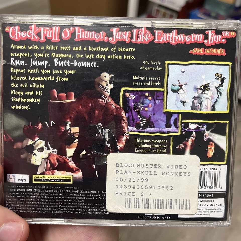 Skullmonkeys Blockbuster (Sony PlayStation 1 PS1, 1997) Tested Rare ...
