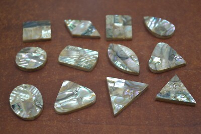 12 PCS ASSORT ABALONE SHELL BLANK INLAY WOOD BACK #T-4007A | eBay
