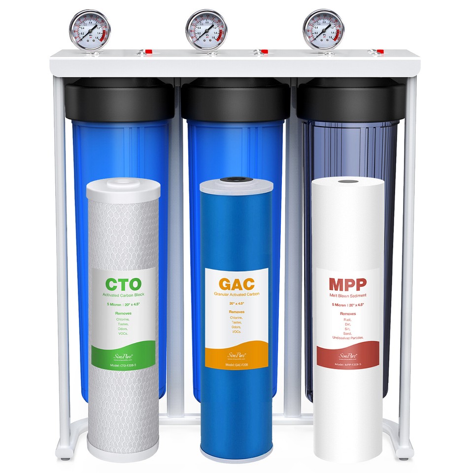 3-Stage 20"x4.5" Whole House Water Filtration System+Big Housings ...
