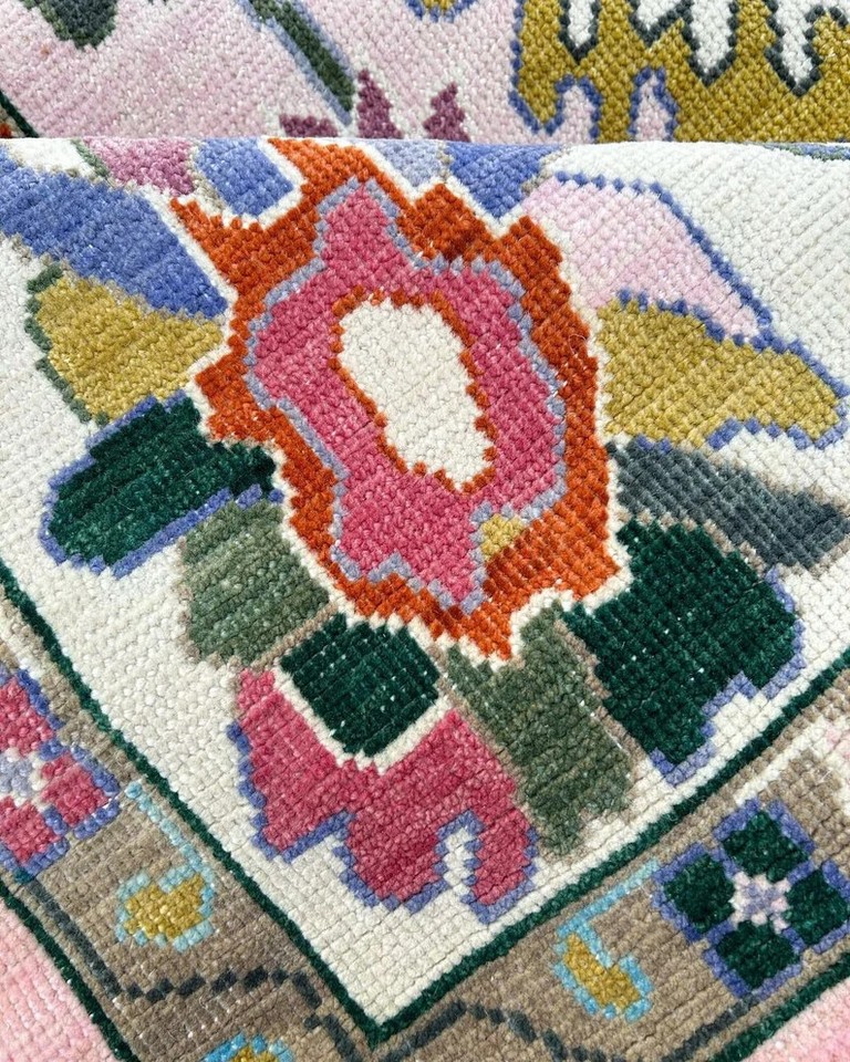 Hand Knotted Pink Oushak Rug, 8x10 6x9 9x12 12x15 Floral Area Wool Rug ...