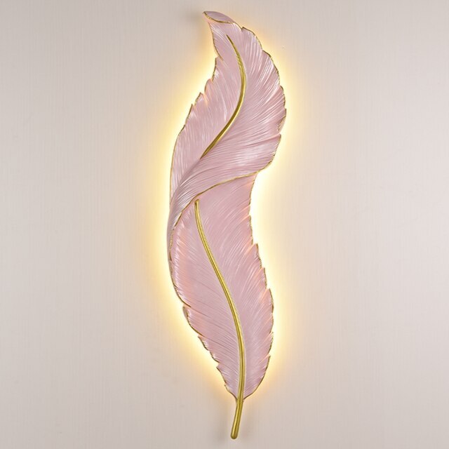 LED Feather Wall Lamp Resin Lamp Bedroom Wall Hallway Home Decor Indoor ...
