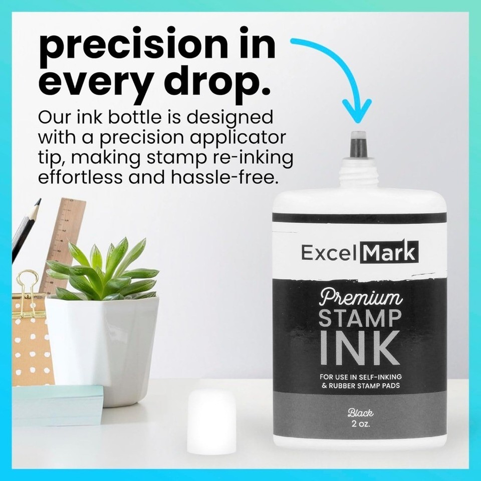 Stamp Pad Ink Refill for Self Inking Stamps No Mess Precision Tip Easy ...