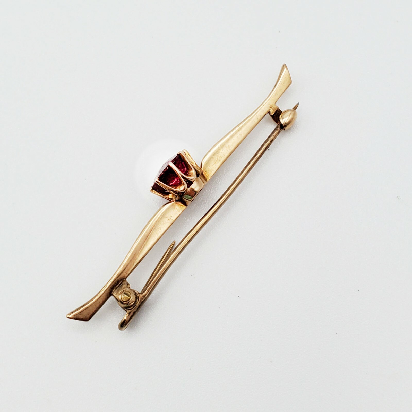 14k Bar Pin with Pink Stone | eBay