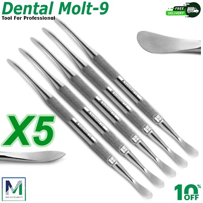5 Pieces Dental MOLT # 9 Periosteal Elevators Implant Surgical Gingival ...