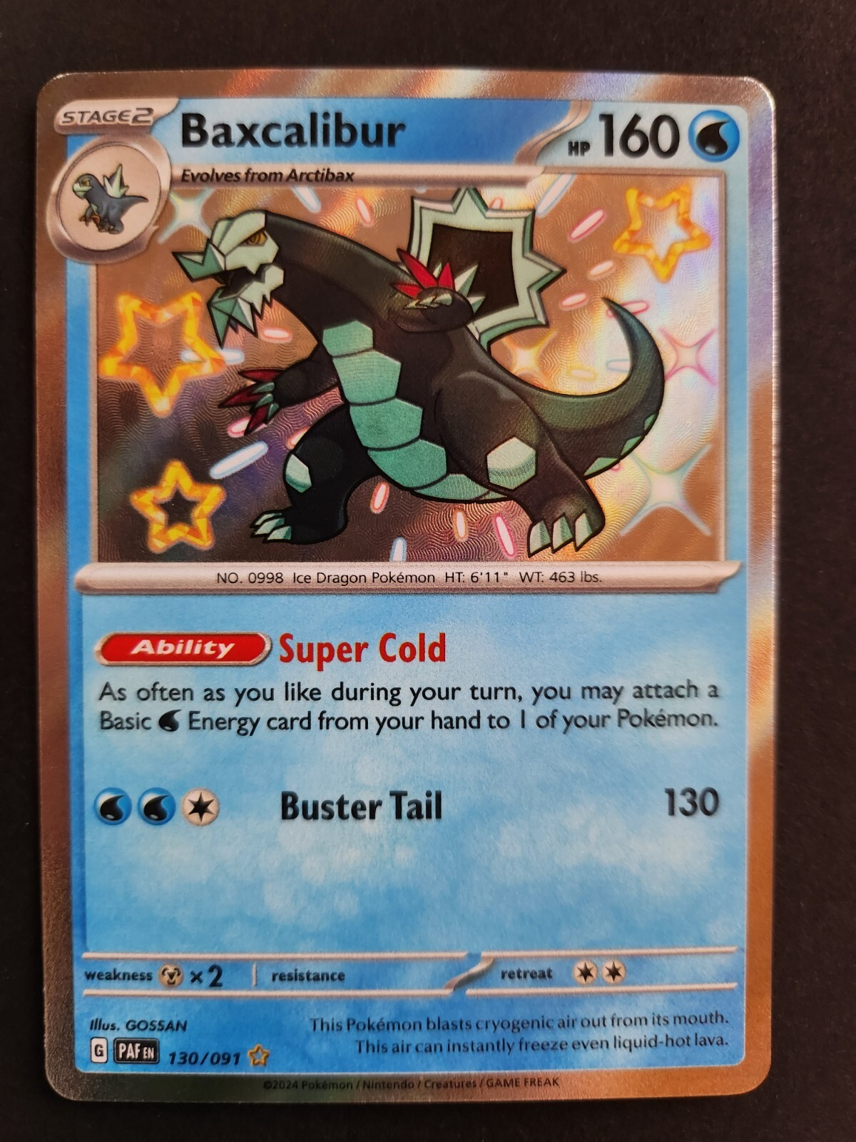 Baxcalibur 130/091 - Shiny Holo Rare - Paldean Fates Pokemon Card TCG ...