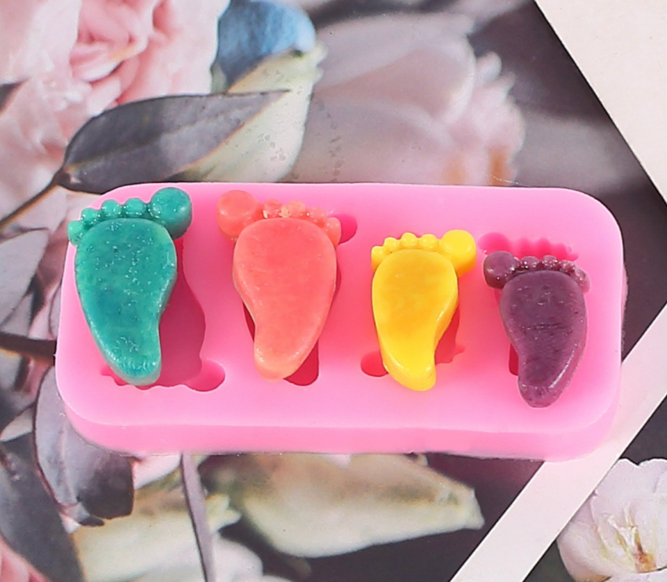 NEWBORN BABY FEET Silicone Fondant Icing Cake Mould Mold Decoration ...