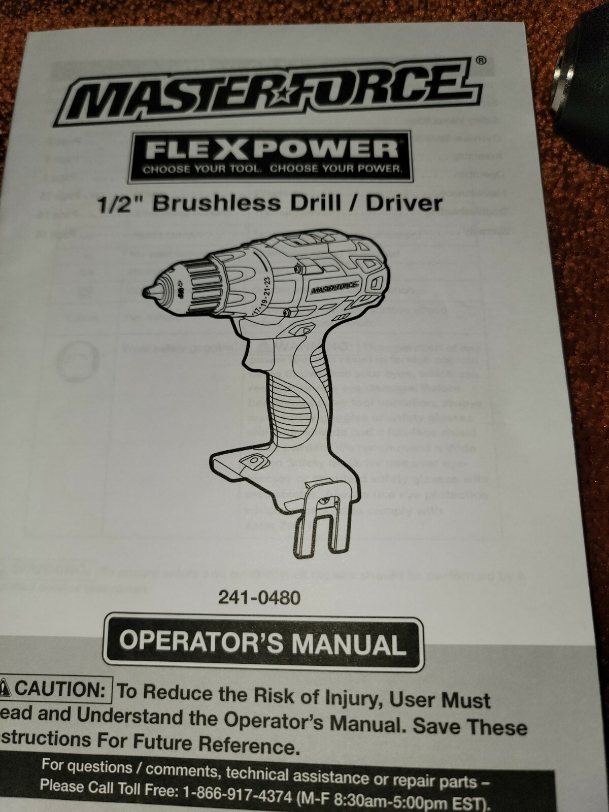 MasterForce Drill 241-0480 20V 1/2" Brushles Drill/Driver Tool Only w ...