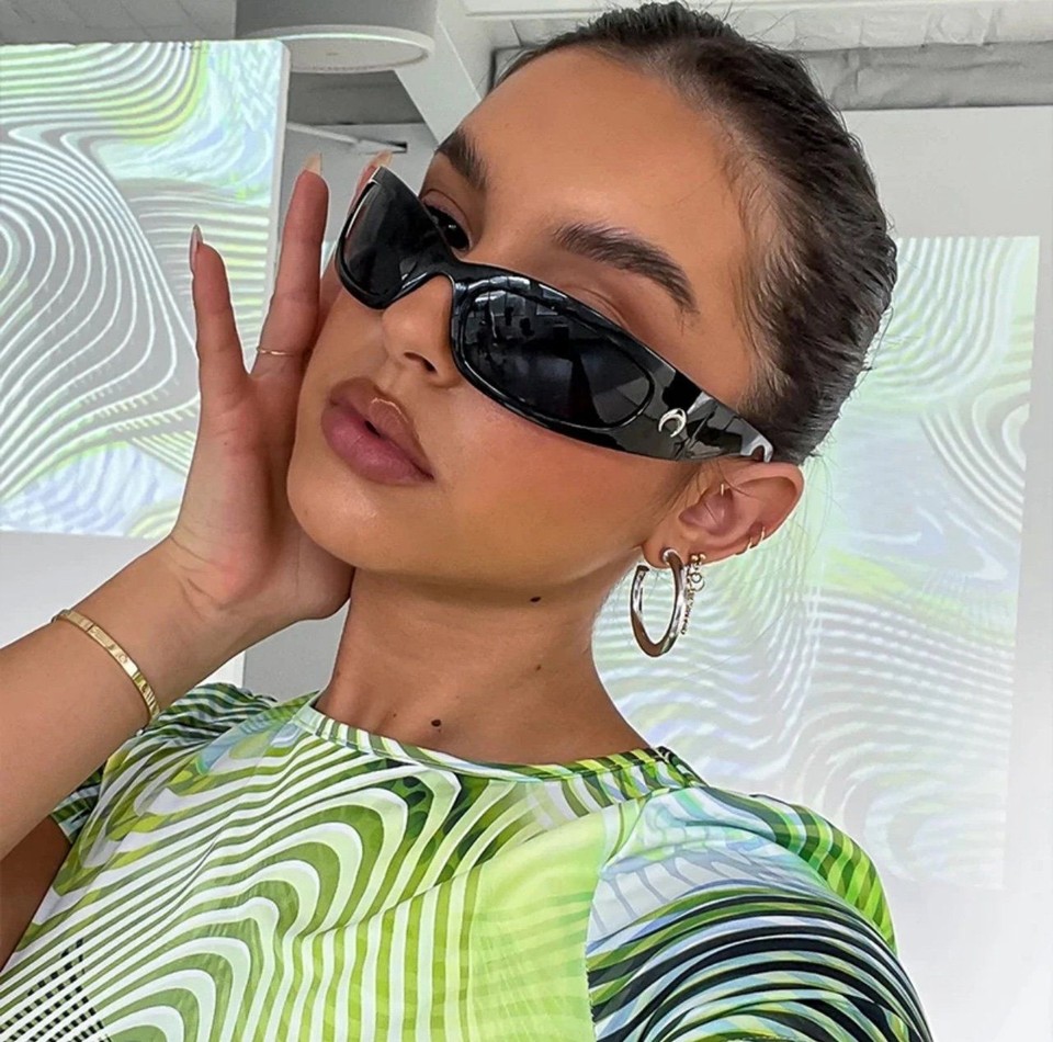 Vintage Black Rectangle Y2K Sunglasses For Women Men Luxury Brand Punk ...