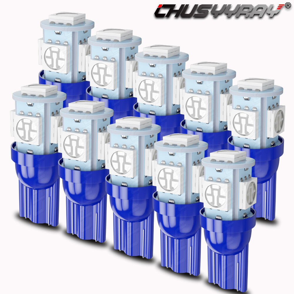 10 Pcs 12 volt Marine Grade Blue LED Wedge Base Light Bulbs T10 B5 ...