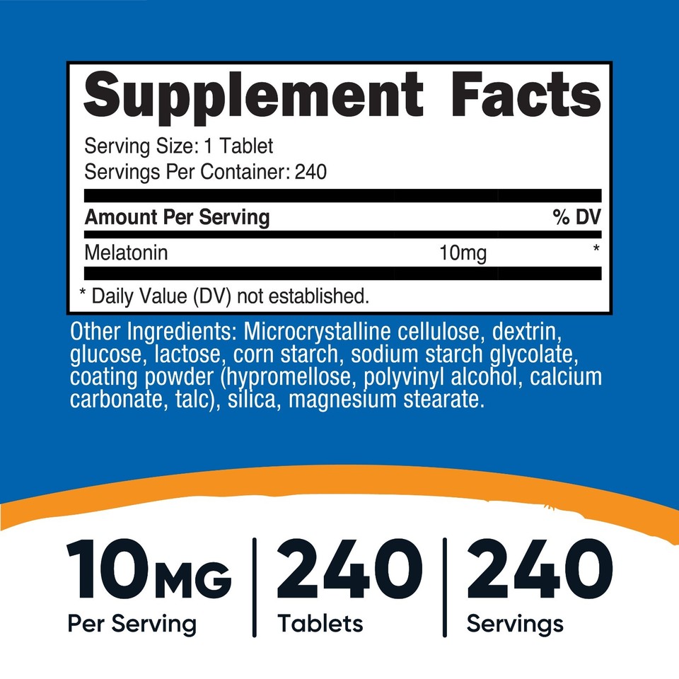 Nutricost Melatonin 10mg, 240 Tablets - 10mg Per Serving, Non-GMO ...