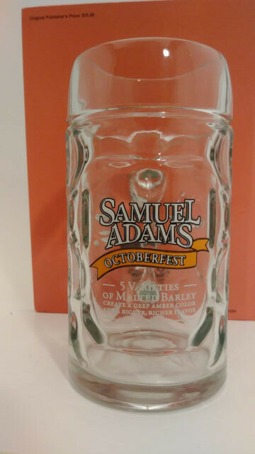 SAMUEL SAM ADAMS OCTOBERFEST DIMPLED .5L GLASS STEIN Mug Tankard 5 ...
