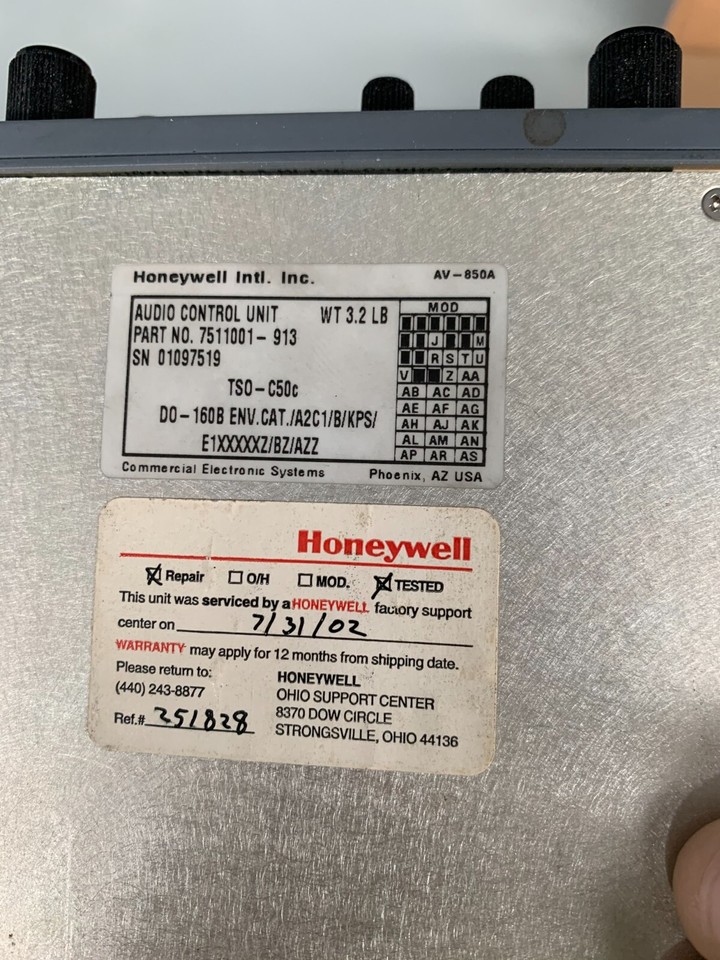 Honeywell AV-850A Audio Control Unit Part #7511001-913 | eBay