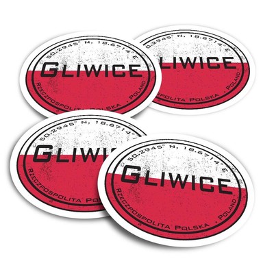 4x Vinyl Stickers Gliwice Poland Flag Circle #59564 | eBay UK