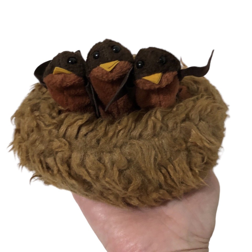 Folkmanis Birds in Nest Baby Robins Hand Finger Puppet Plush Folktails ...