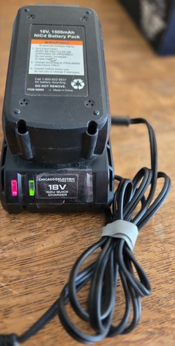 Chicago Electric 18V Volt NiCd 1500mAh Battery 68860 & Charger 68859 ...