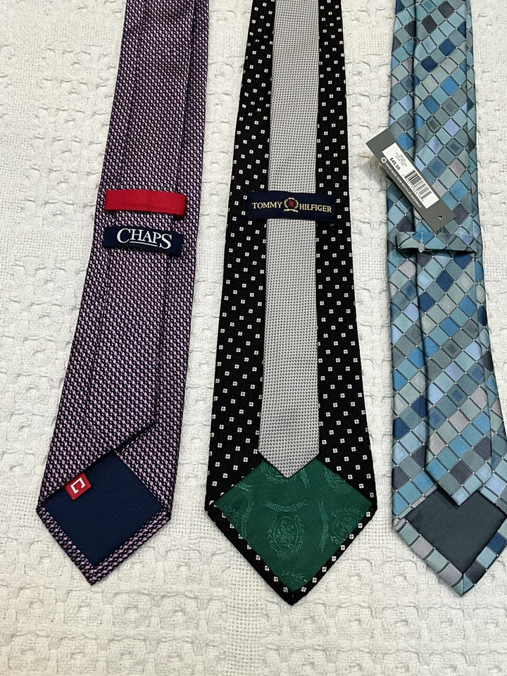 Lot Of 4 Men’s Classic Ties Hilfiger Chaps Silk Feiss New Madison ...