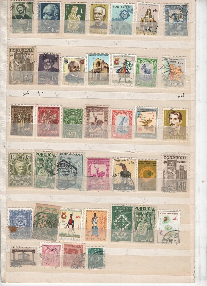PORT. & COL.:100 DIFFERENT,USED,OFF PAPER POSTAGE STAMPS.WHAT U C IS ...
