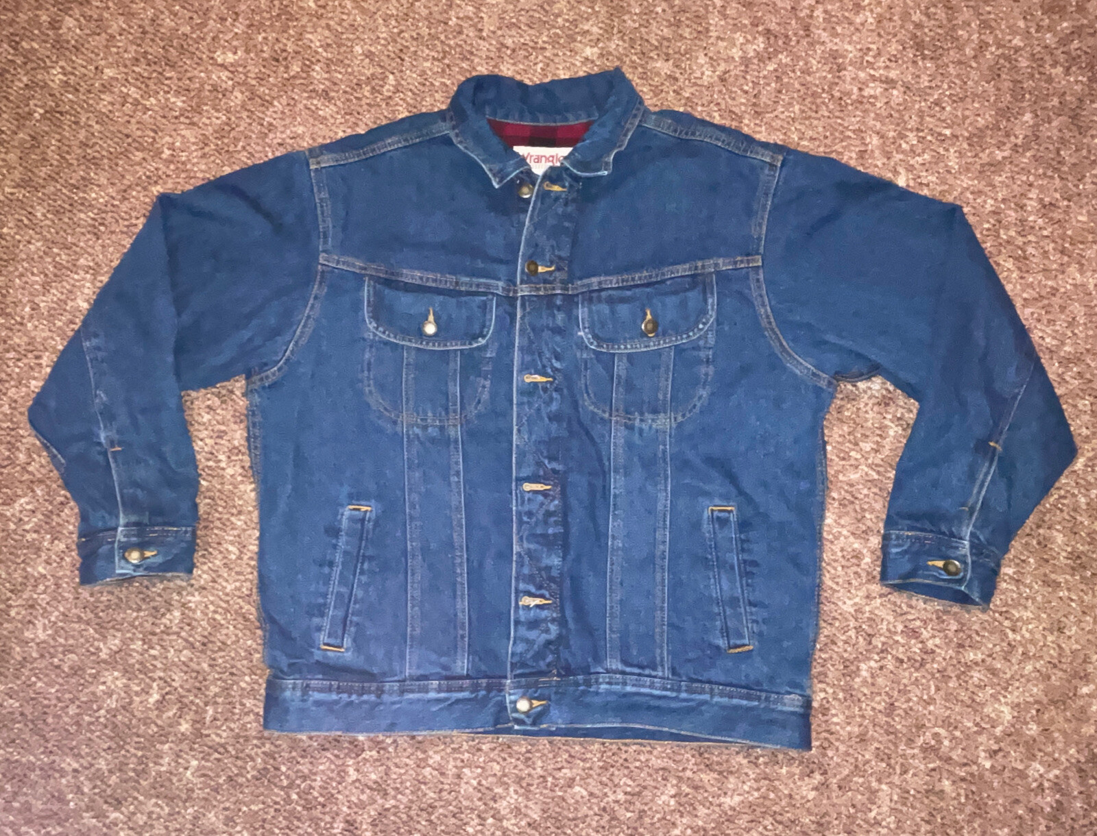 WRANGLER RUGGED WEAR DENIM JEAN TRUCKER JACKET FLANNE… - Gem