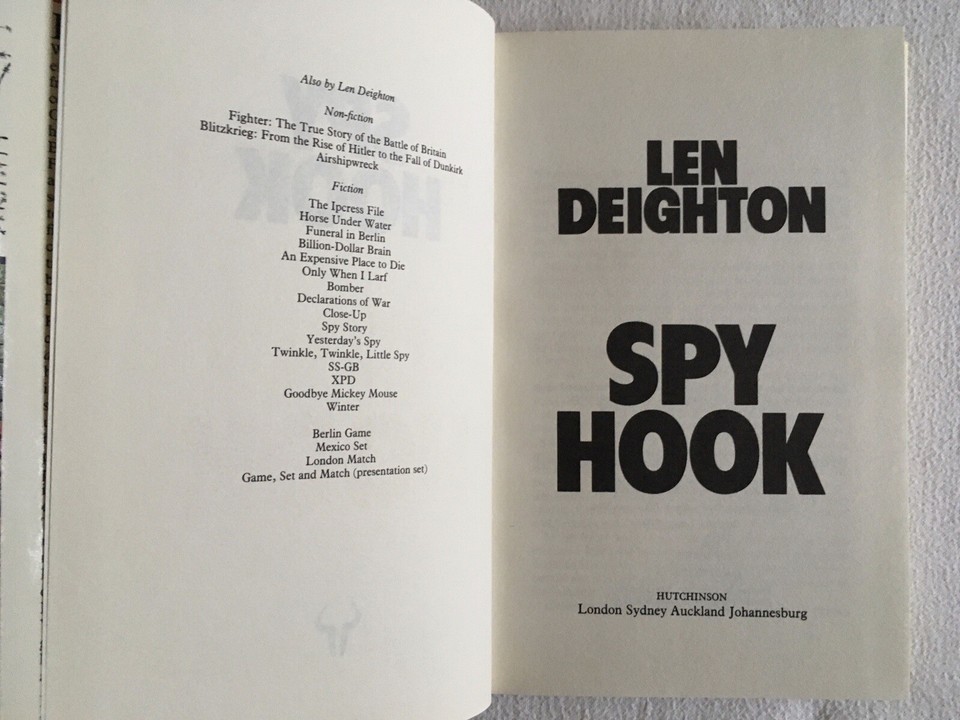 SPY HOOK by Len Deighton 1988 1st 2nd HB in Unclipped Dust Jacket | eBay UK