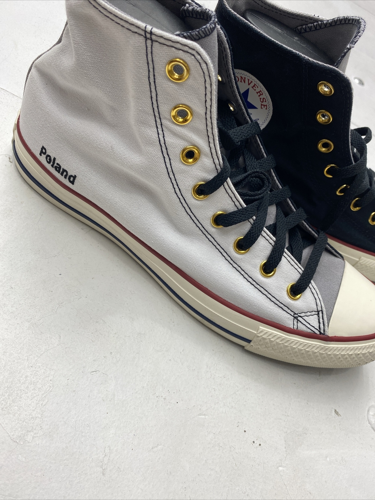 Converse All-Star high tops Custom Black/White/Gray Poland On Side Men ...