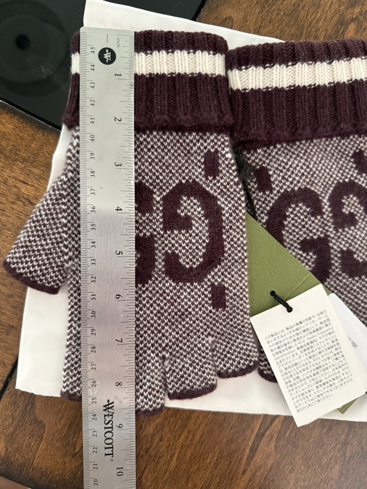 NEW Gucci Jumbo GG Cashmere Fingerless Gloves Size Large Unisex | eBay