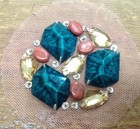 Applique Tri Stone Discs 2.5" Hand Sewn Beads 1pc Netting | eBay