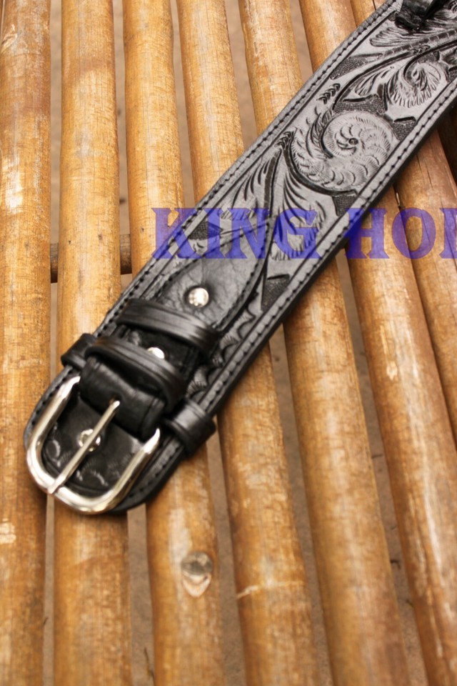 TJAYZ 357 Cal Tooled Holster Gun Belt Drop Loop LEATHER Western RIG ...