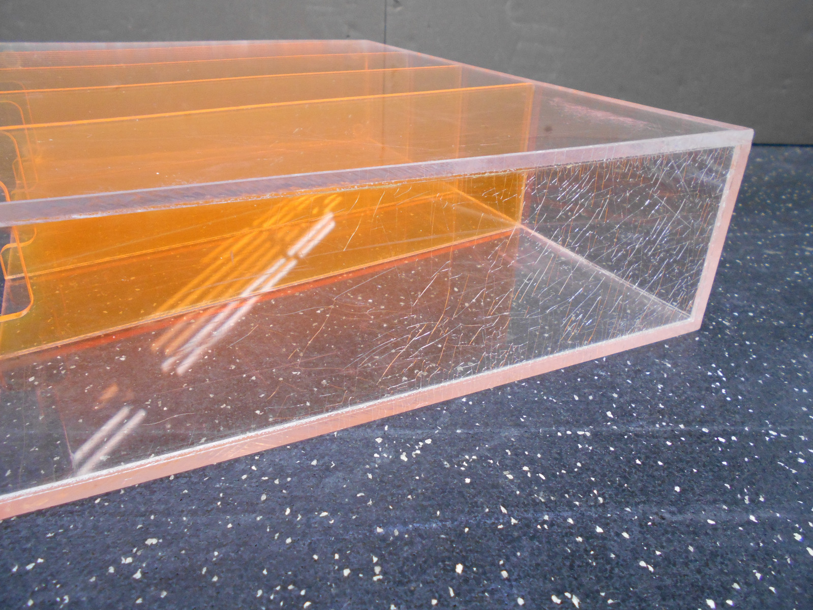 CLEAR PLASTIC PIPETTE STORAGE BIN WITH ORANGE FLUORESCENT SHELVES | eBay