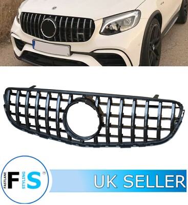 FRONT GRILLE PANAMERICANA GT STYLE GLOSS BLACK FOR MERCEDES GLC X253 ...