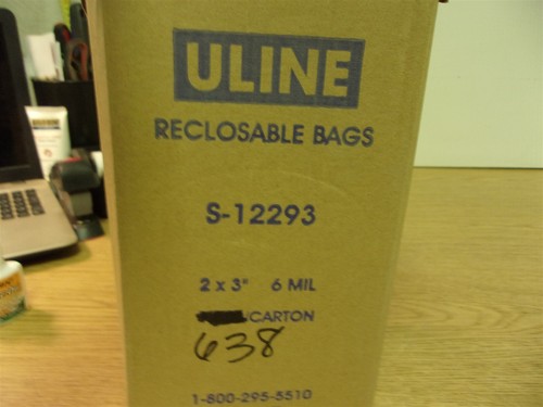 NEW Uline 2x3" Reclosable Bags S-12293 6mil Box of 638 *FREE SHIPPING ...