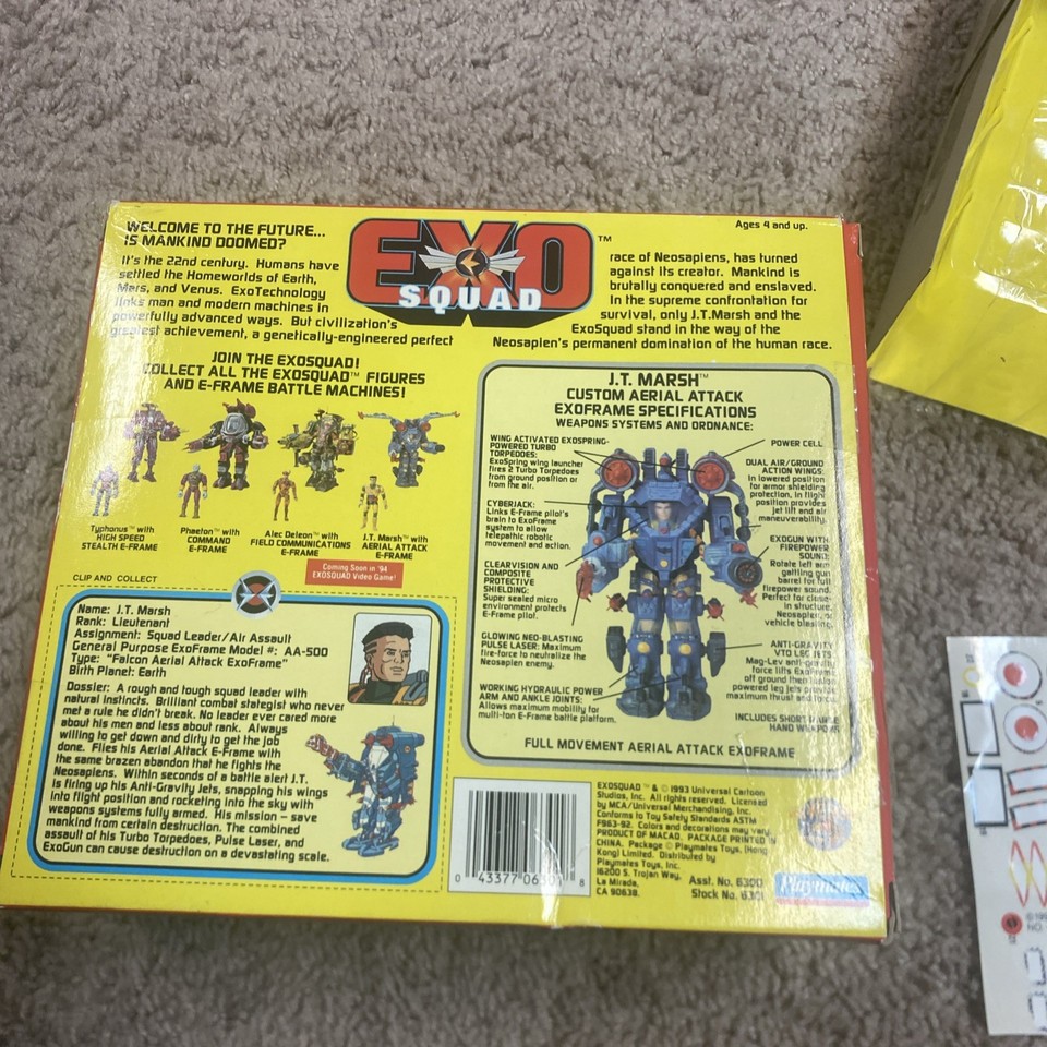 Vintage EXO SQUAD JT MARSH WITH AERIAL ATTACK E-FRAME 1993 PLAYMATES ...