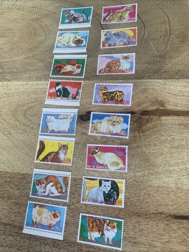 Equatorial Guinea 16 X STAMPS Cats Siamese Maine Coon Burmese Cat ...