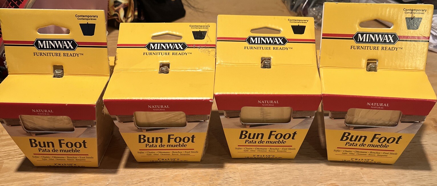Set of 4 - Minwax Natural Colored Furniture/Couch/Chair Bun Foot NIP 3 ...