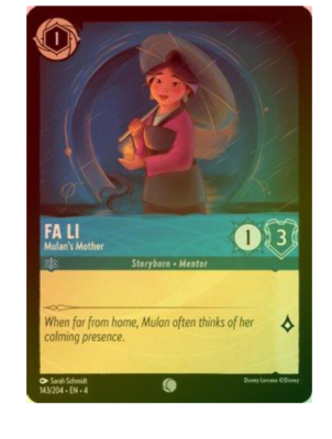 Mulan Mother Disney Lorcana Fa Li Mulan's Mother 143/204 Foil