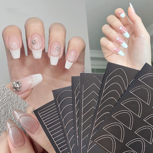 French Style Spray Painting Templates Nail Stickers Nail Art Line ...
