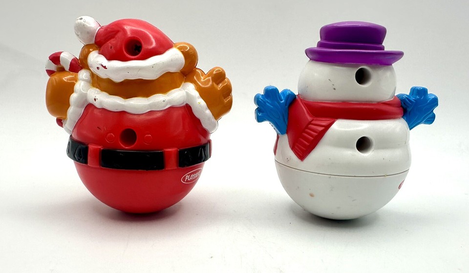SET OF 2 PLAYSKOOL HASBRO CHRISTMAS WEEBLES WOBBLE - Santa Snowman 2005 ...