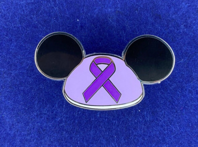 Mickey Ears Disney Fantasy CANCER or ABUSE Purple Ribbon Awareness Pin ...