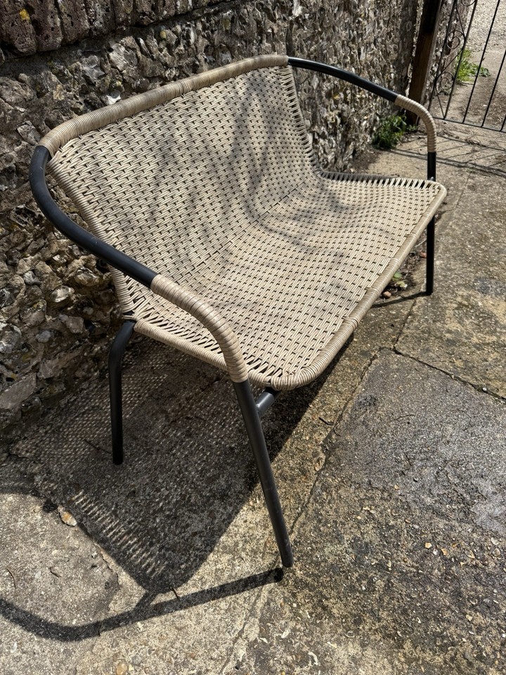 Dunelm Garden Bench – Stylish Rattan Effect with Black Metal Frame ...