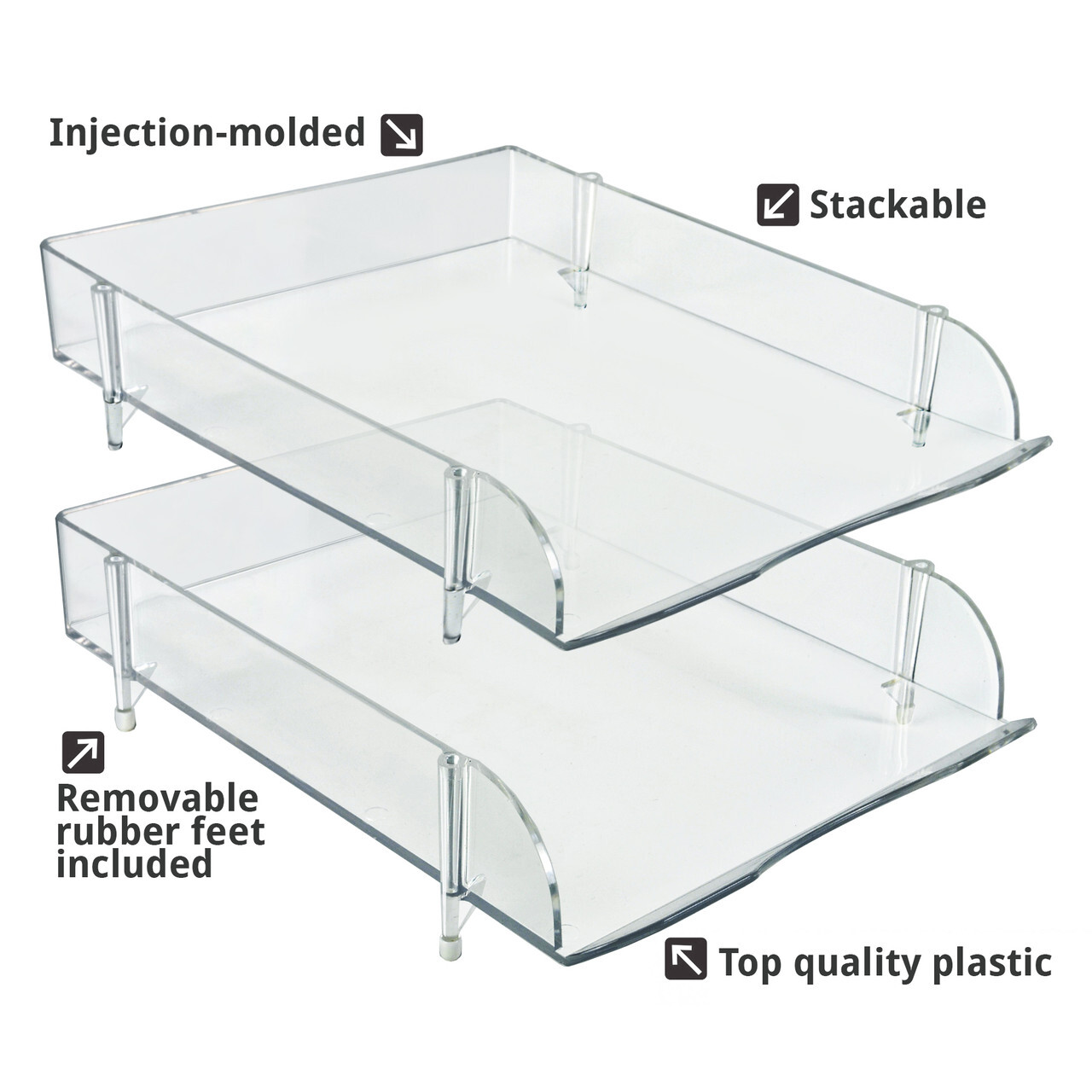 Azar Displays Stackable Clear Letter Tray Desk Organizer, 4-Pack | eBay