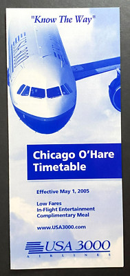 USA 3000 Airlines CHICAGO Timetable Effective May 1, 2005 | eBay