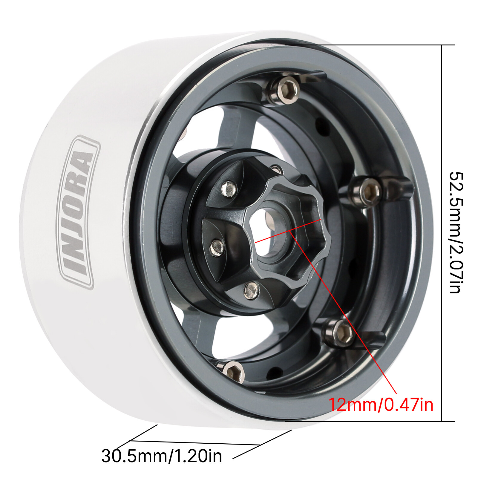 INJORA 1.9" Beadlock RC Wheel Rims Offset -10mm for SCX10 Pro TRX4 VS4 ...